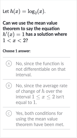 (Solved)-Let h(x)=log_(2)(x). Can we use the mean value theorem to s